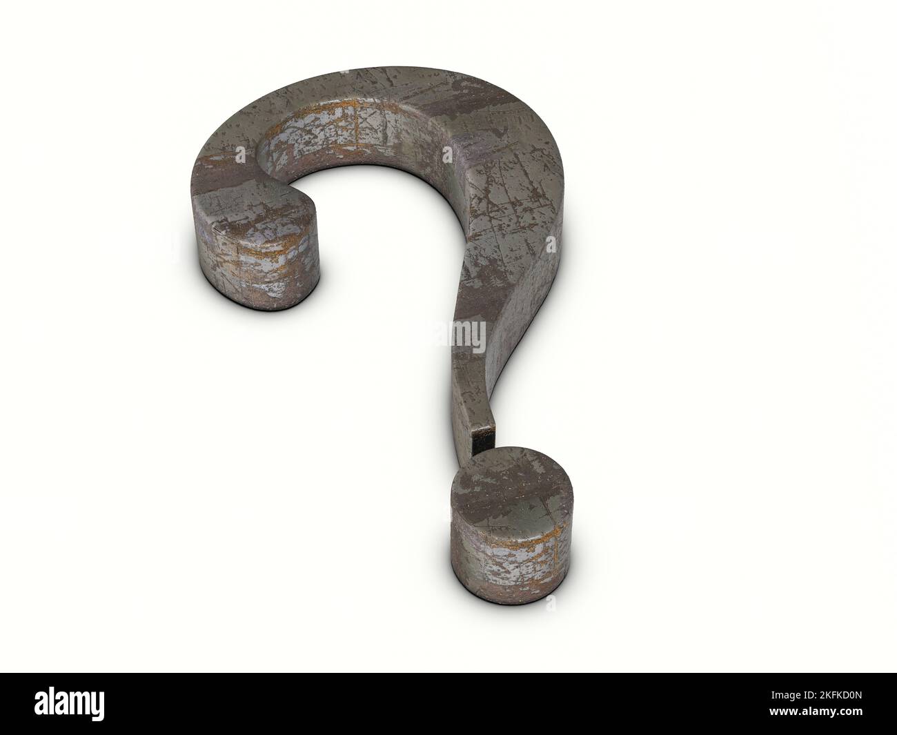 Rusty metal question symbol on a white background. 3d illustration ...