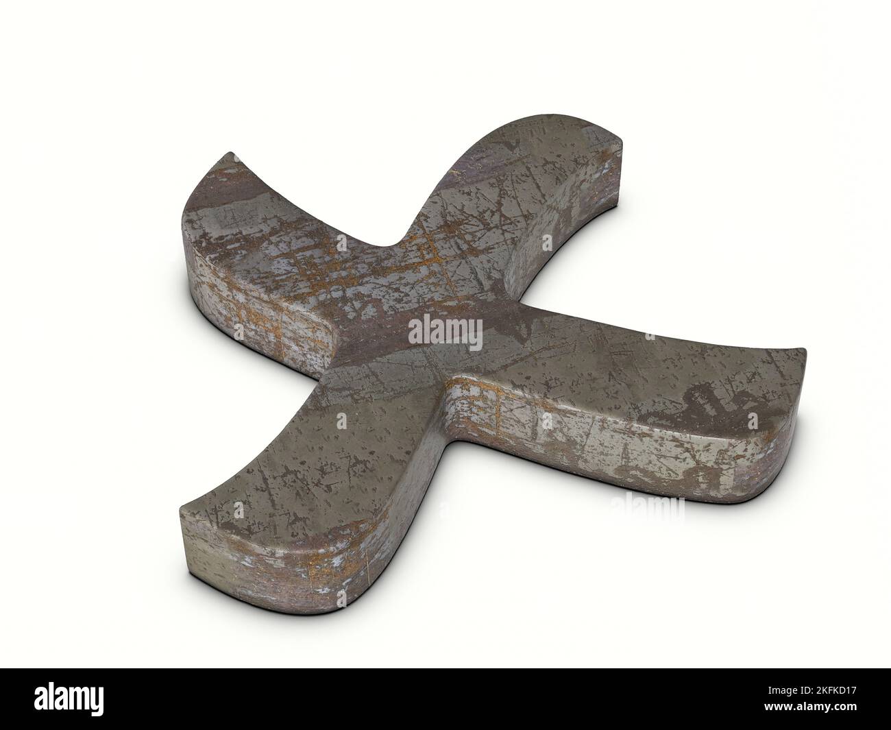 Rusty metal cancel symbol on a white background. 3d illustration Stock ...