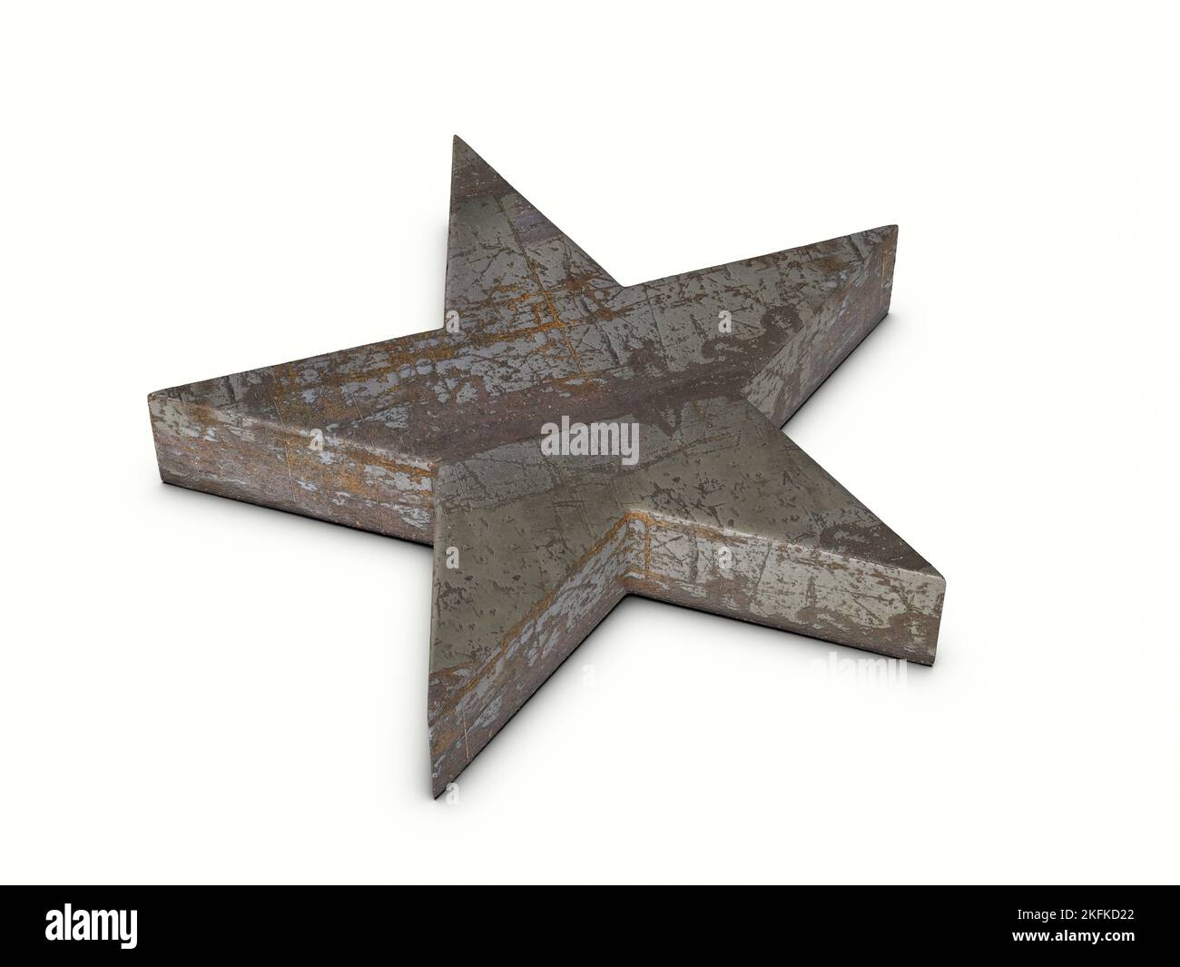 Rusty metal star symbol on a white background. 3d illustration Stock ...