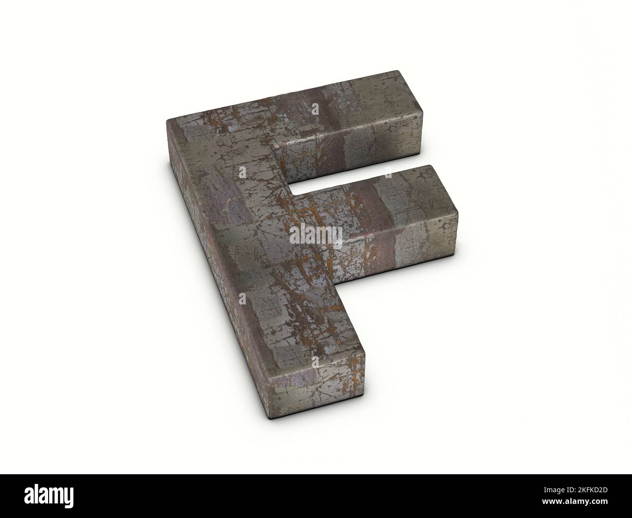 Rusty metal letter F on a white background. 3d illustration Stock Photo ...
