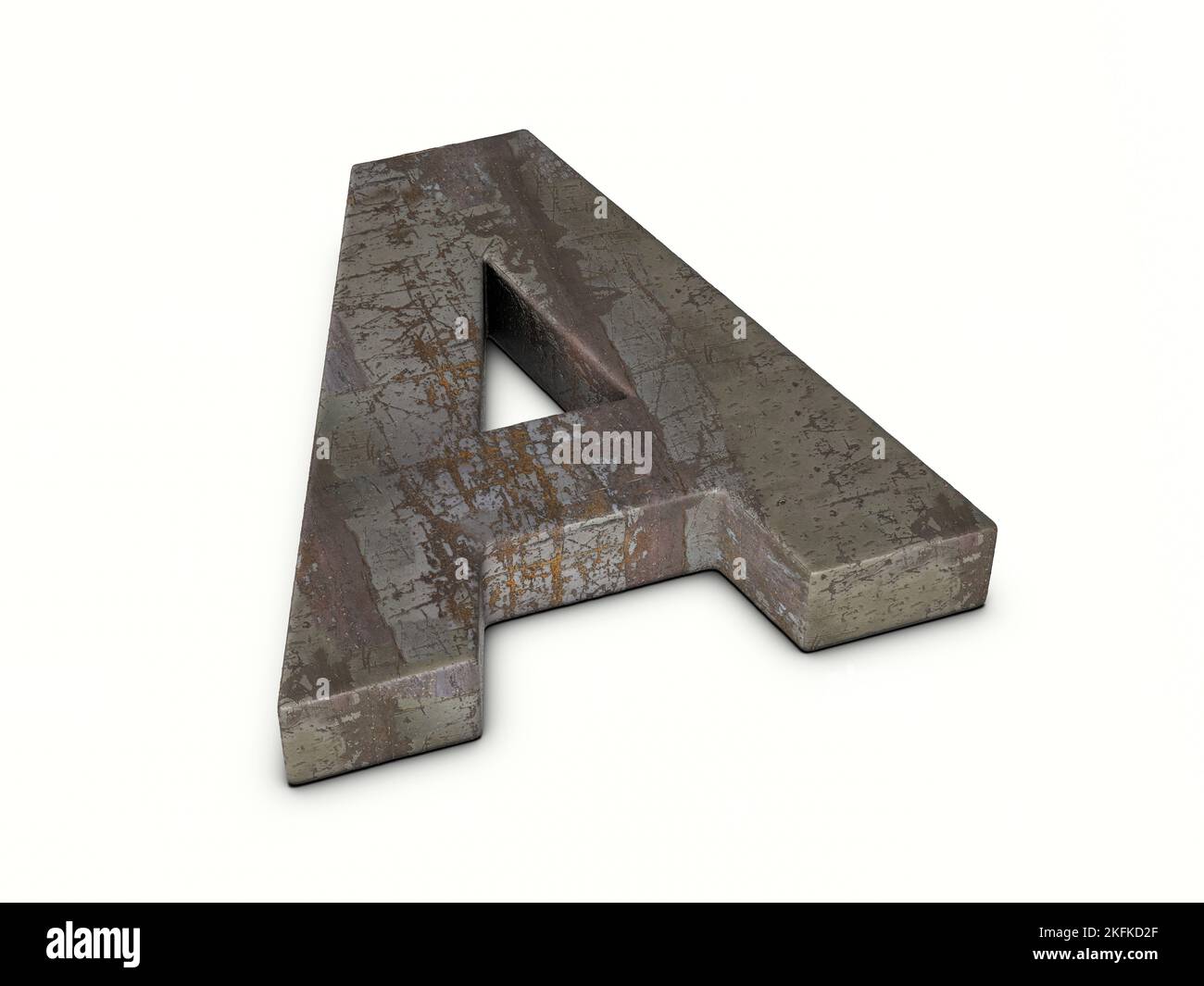 Rusty metal letter A on a white background. 3d illustration Stock Photo ...