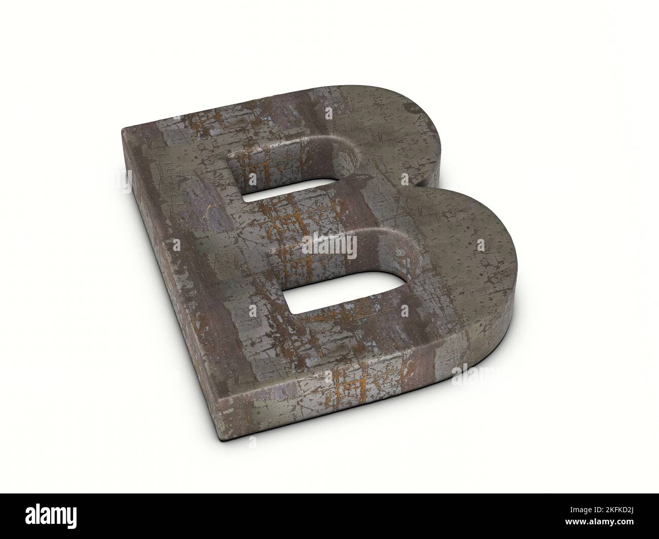 Rusty metal letter B on a white background. 3d illustration Stock Photo ...