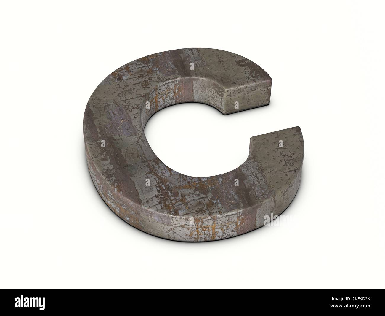 Rusty metal letter C on a white background. 3d illustration Stock Photo ...
