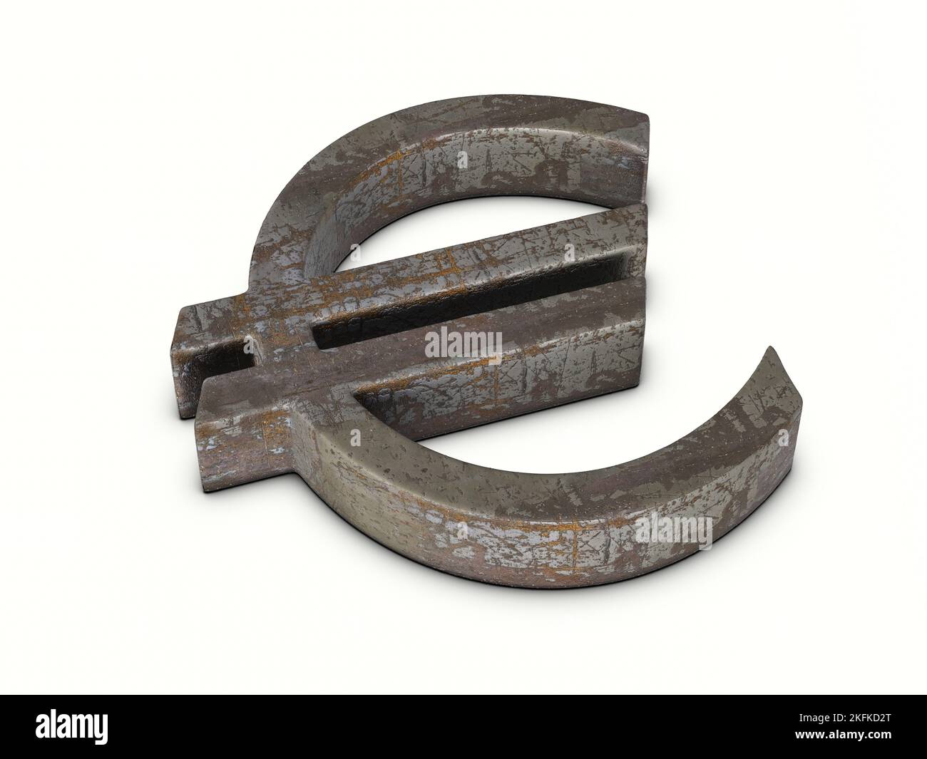 Rusty metal euro symbol on a white background. 3d illustration Stock ...