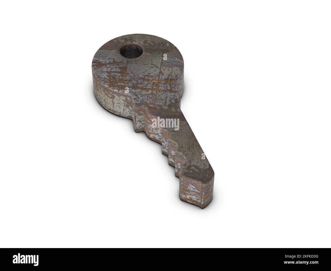Rusty metal key symbol on a white background. 3d illustration Stock ...