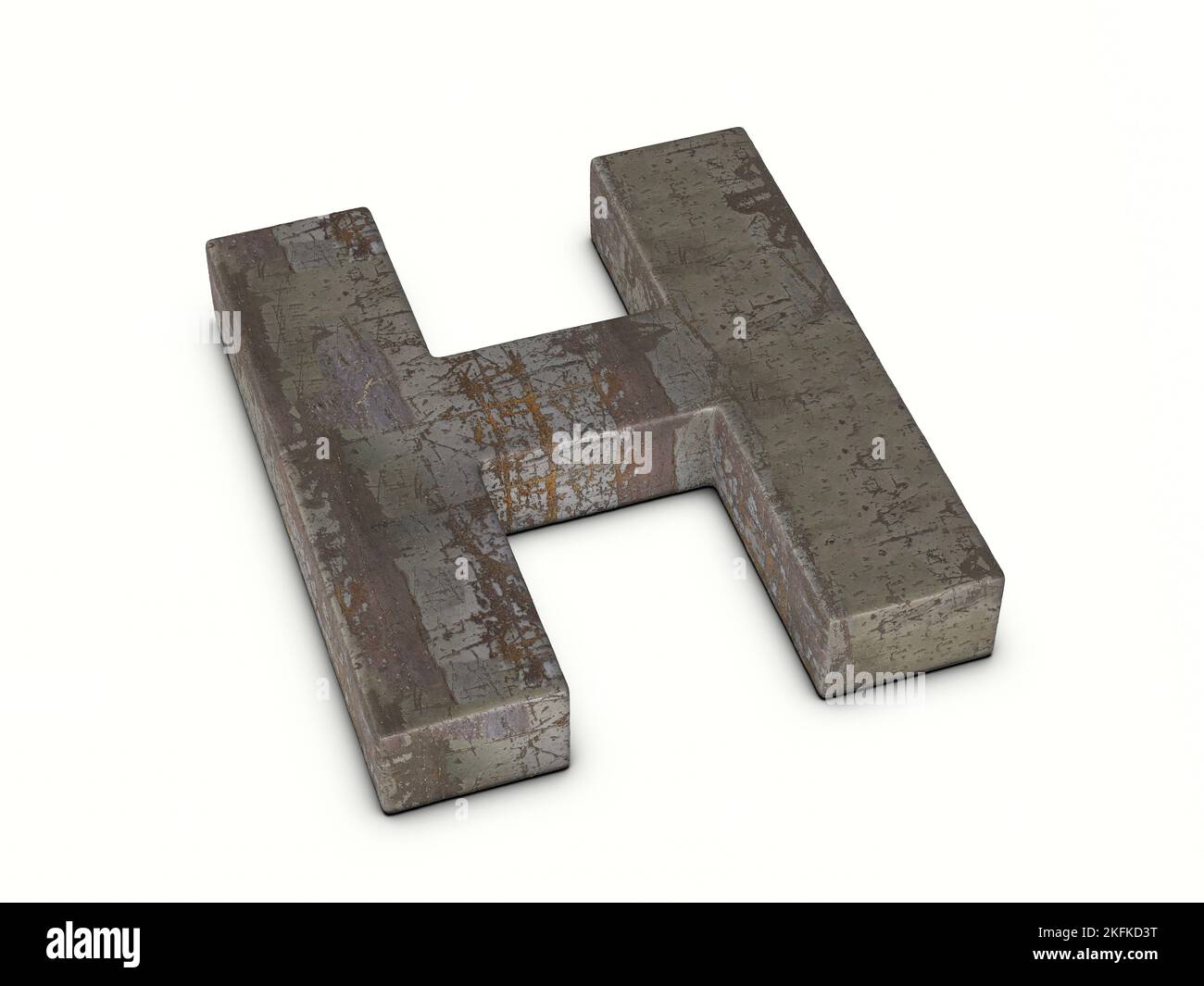 Rusty metal letter H on a white background. 3d illustration Stock Photo ...