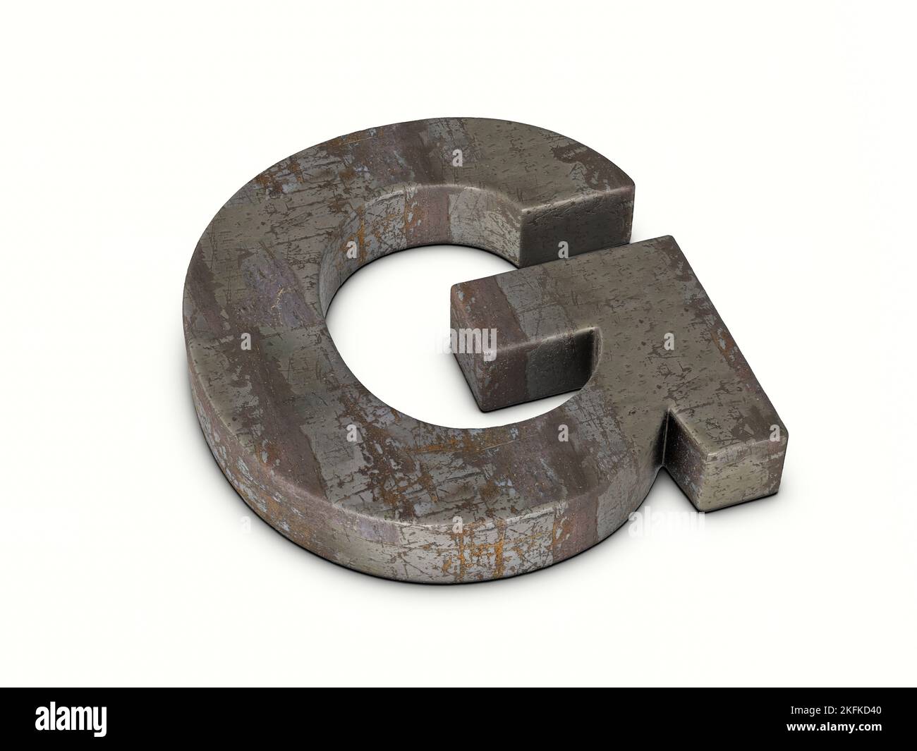Rusty metal letter G on a white background. 3d illustration Stock Photo ...