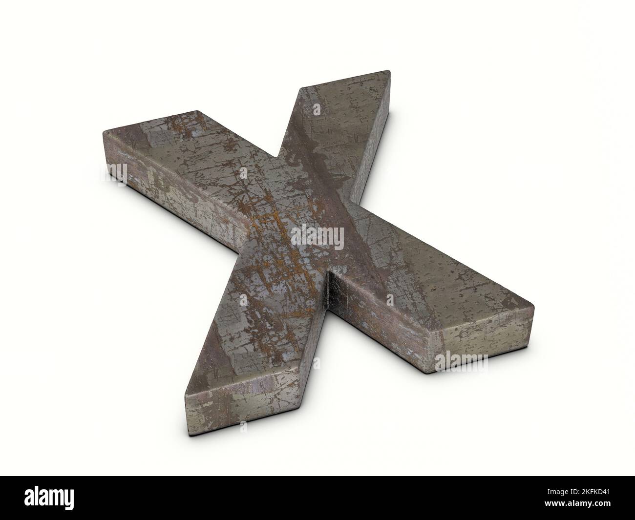 Rusty metal letter X on a white background. 3d illustration Stock Photo ...