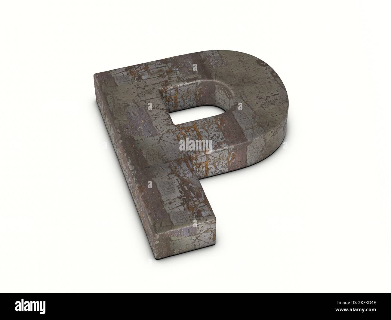 Rusty metal letter P on a white background. 3d illustration Stock Photo ...