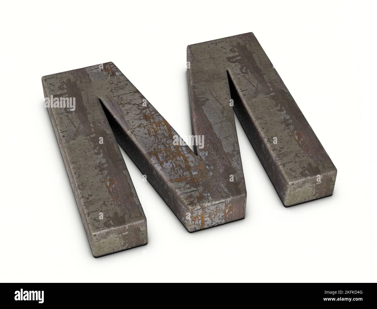 Rusty metal letter M on a white background. 3d illustration Stock Photo ...