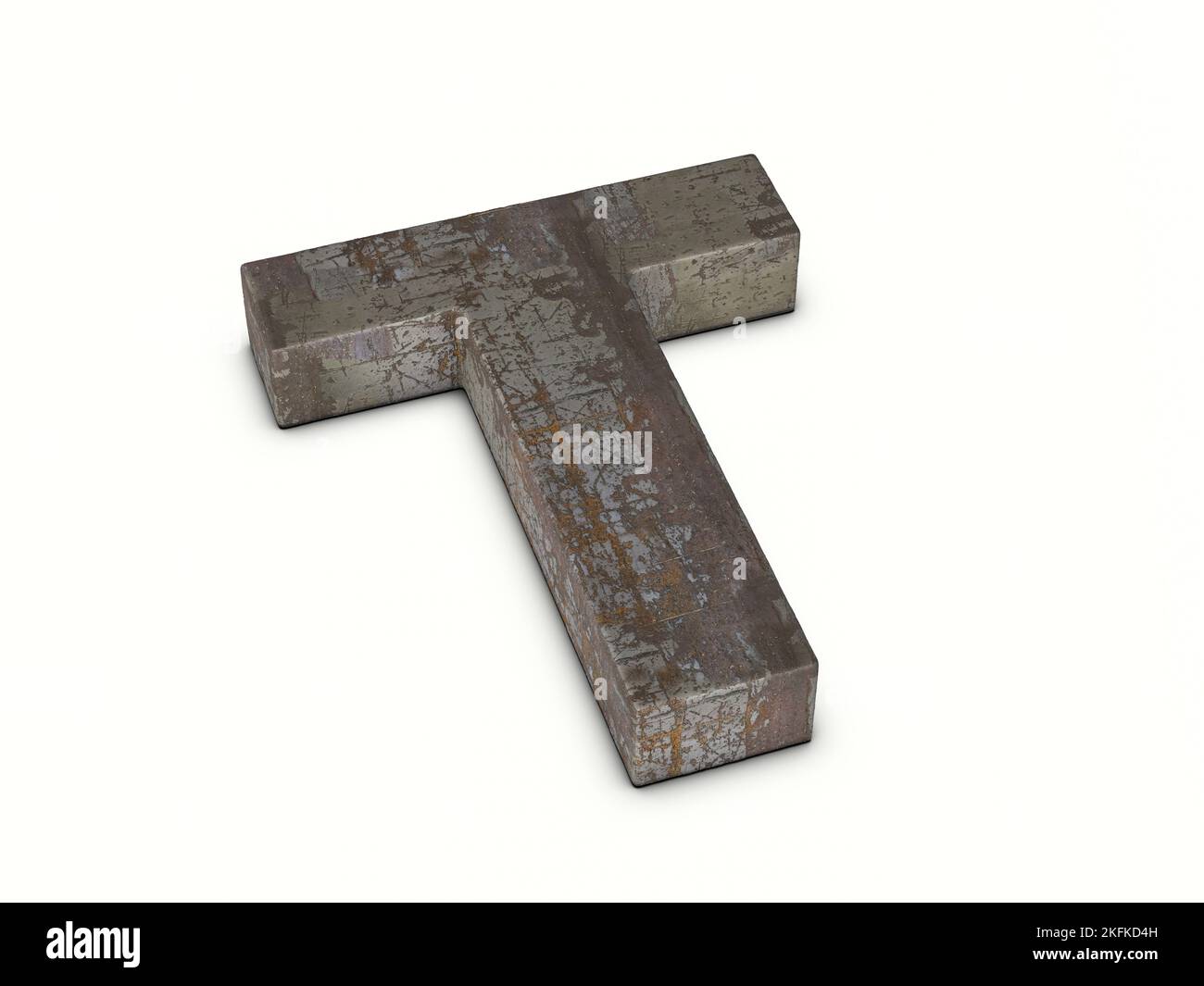 Rusty metal letter T on a white background. 3d illustration Stock Photo ...