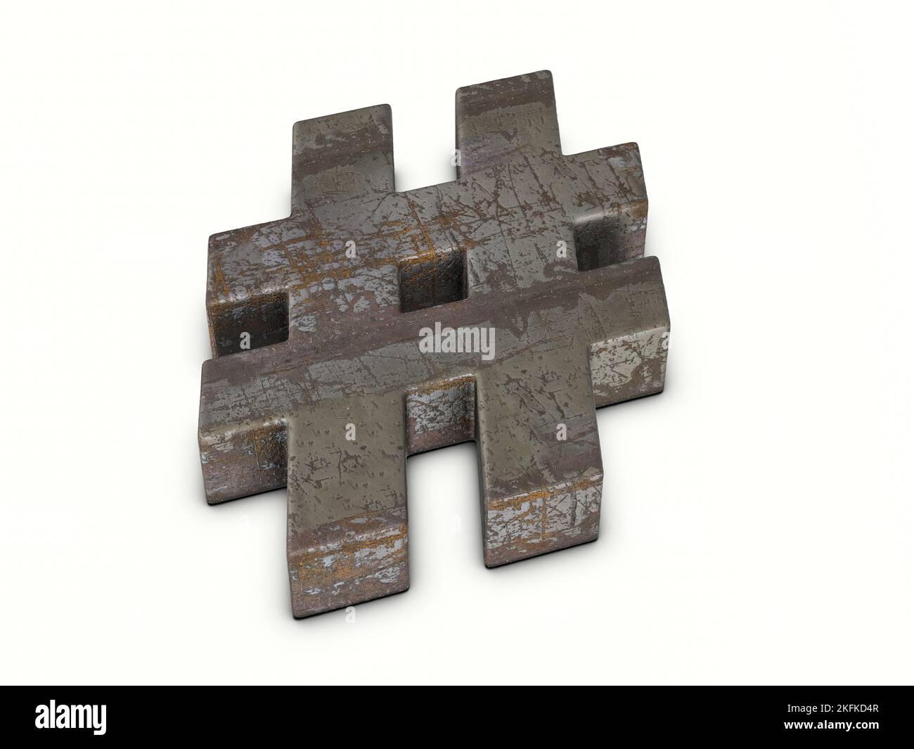 Rusty metal number symbol on a white background. 3d illustration Stock ...