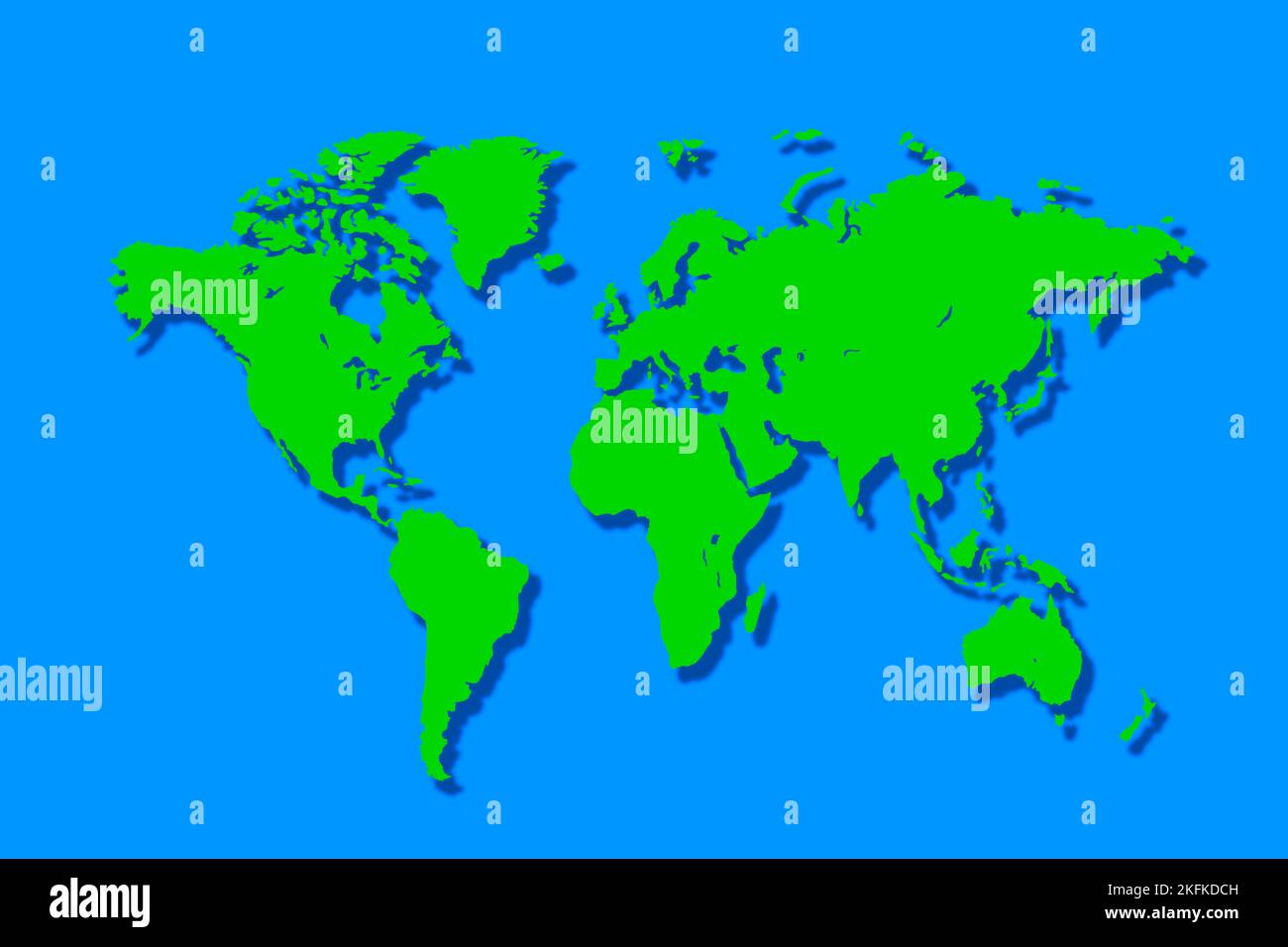 Green world map over blue background Stock Photo - Alamy