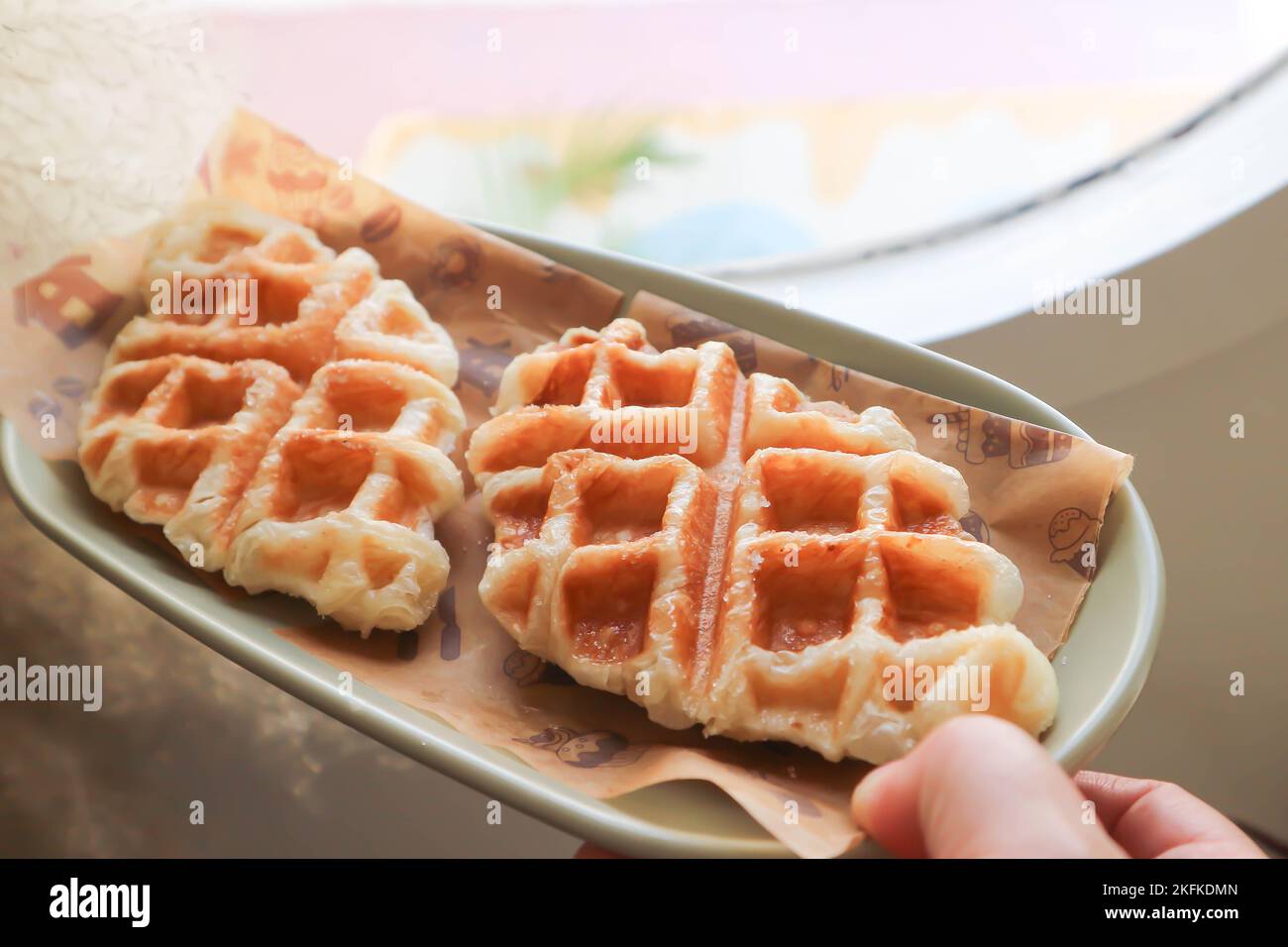 croffle or waffle or croissant , French croissant or French bread for ...