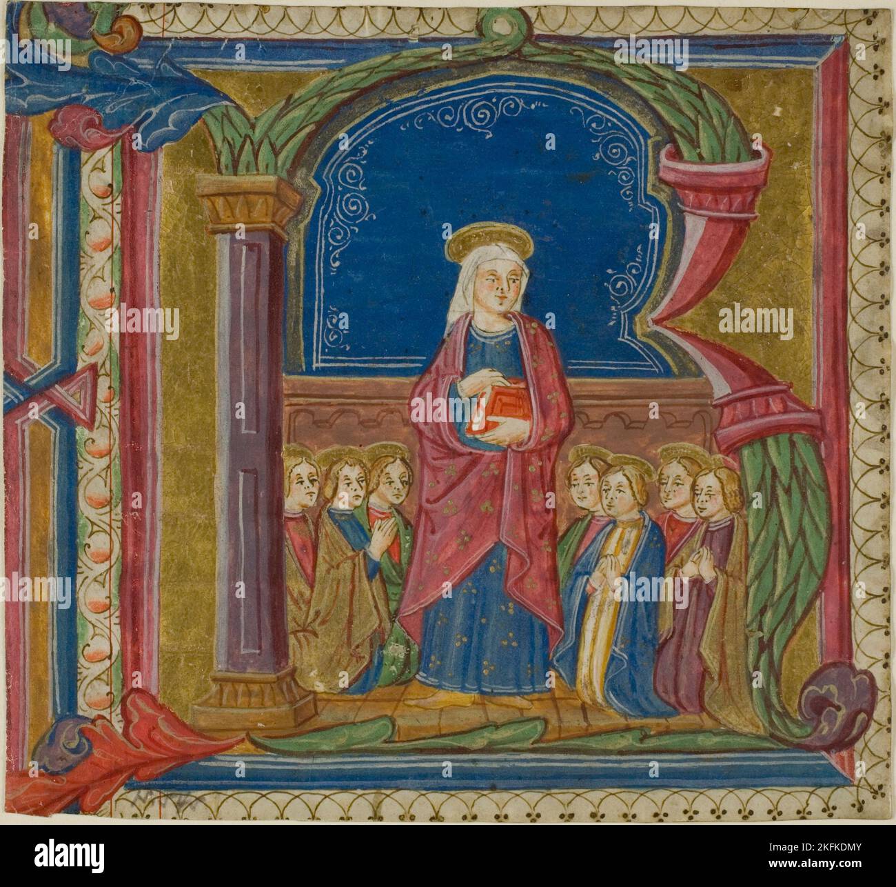 The Virgin Adored by Saints in a Historiated Initial "R" from an ...