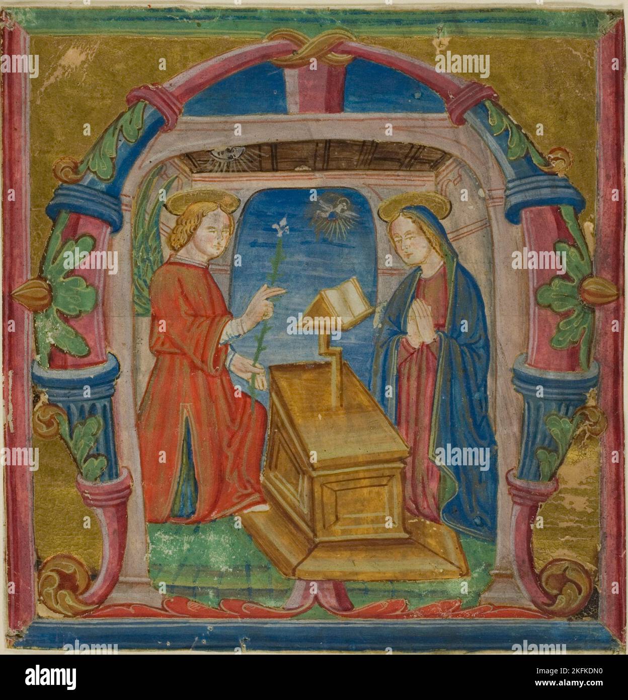 The Annunciation in a Historiated Initial "M" from an Antiphonary, 15th ...