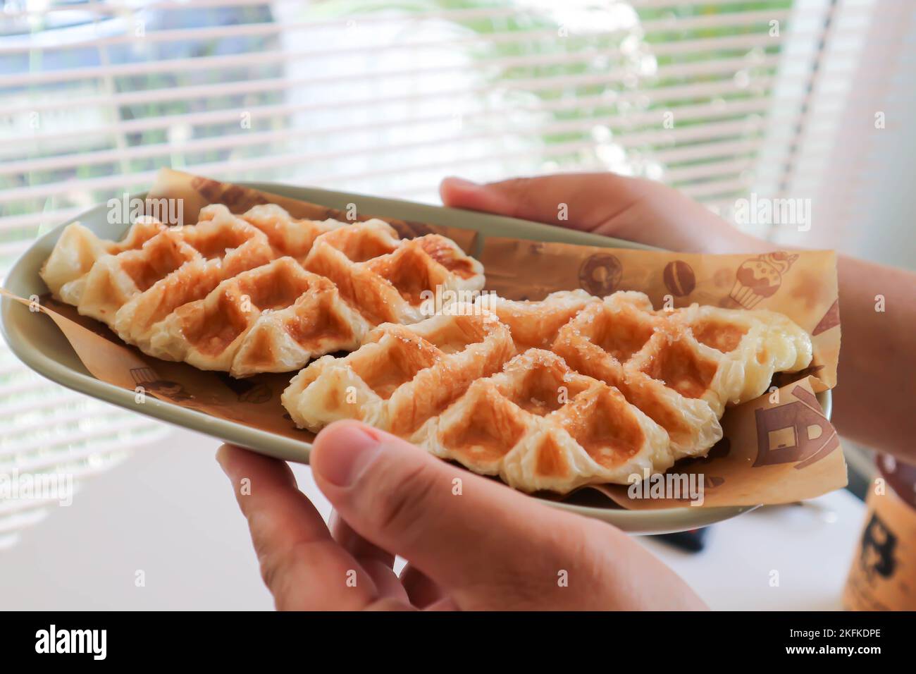 croffle or waffle or croissant , French croissant or French bread for serve Stock Photo - Alamy