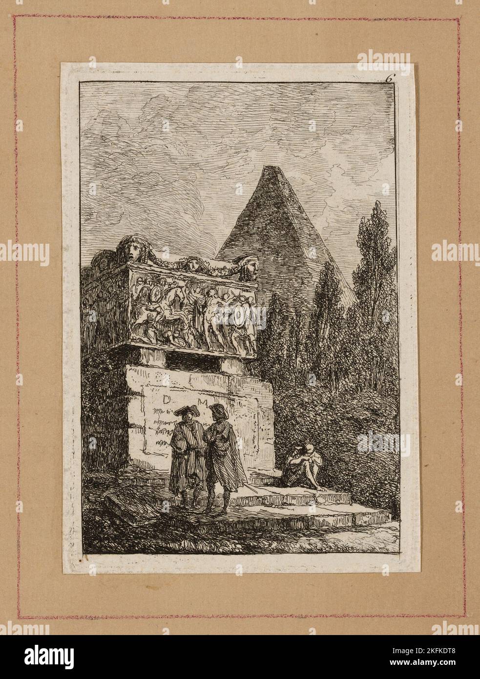 Plate Six from Evenings in Rome, 1763/64. Roman sarcophagus and pyramid ...