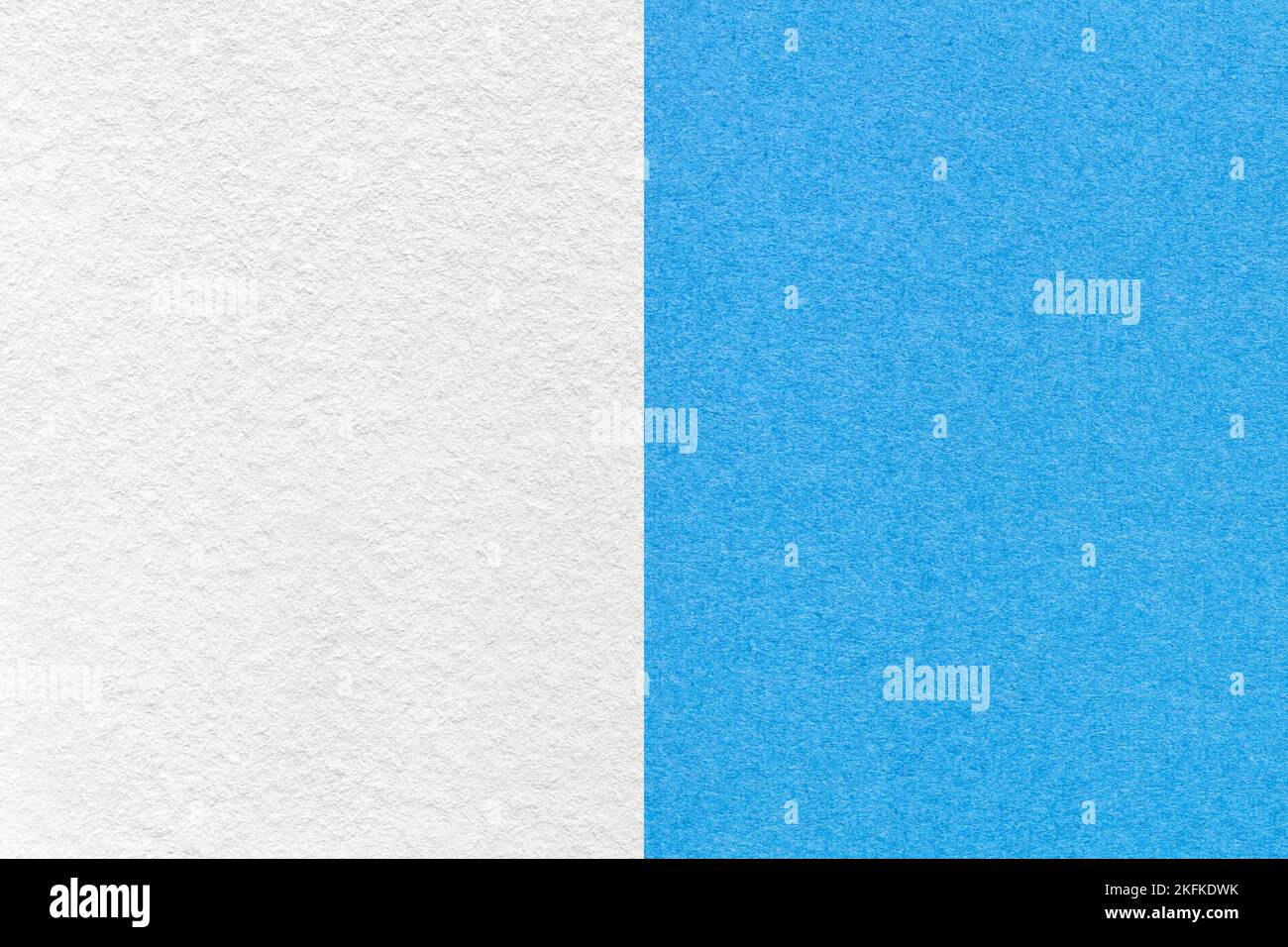 Texture of craft white and light blue paper background, half two colors ...