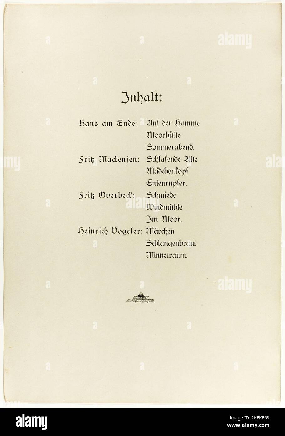 Portfolio, title page and colophon for Vom Weyerberg, 1895 Stock Photo ...