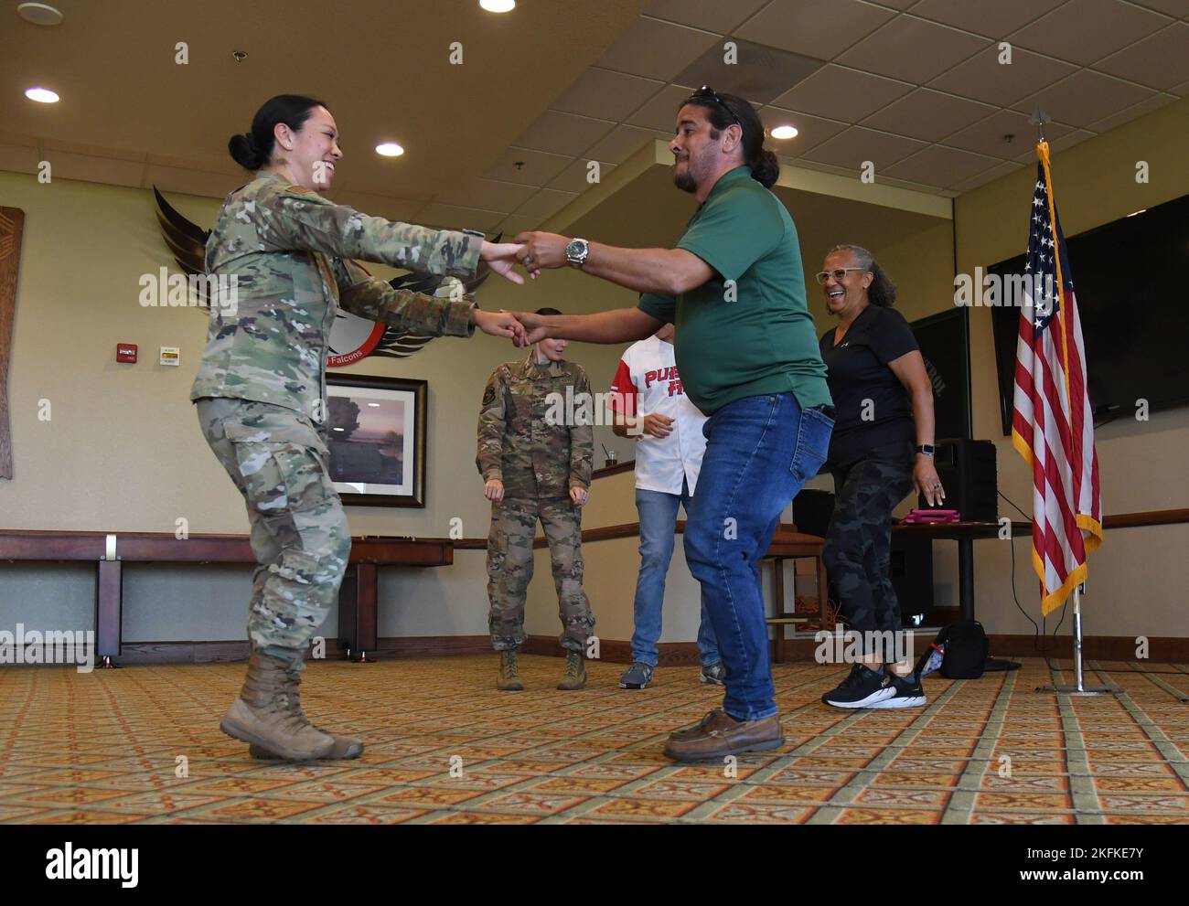 Keesler personnel participate in dance lessons during the Hispanic ...
