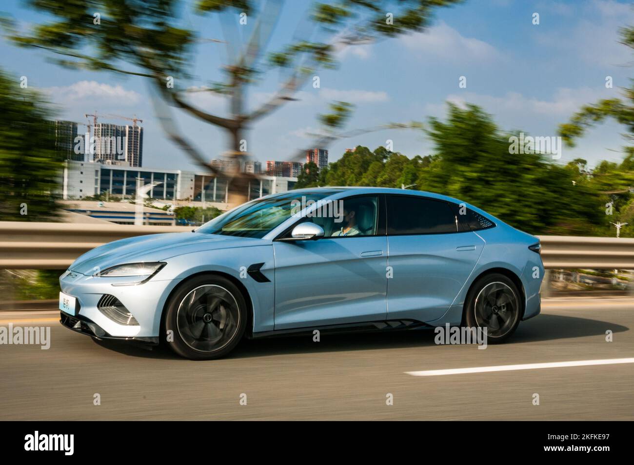 BYD Seal (Atto 4) long range electric sedan being driven on the road in ...