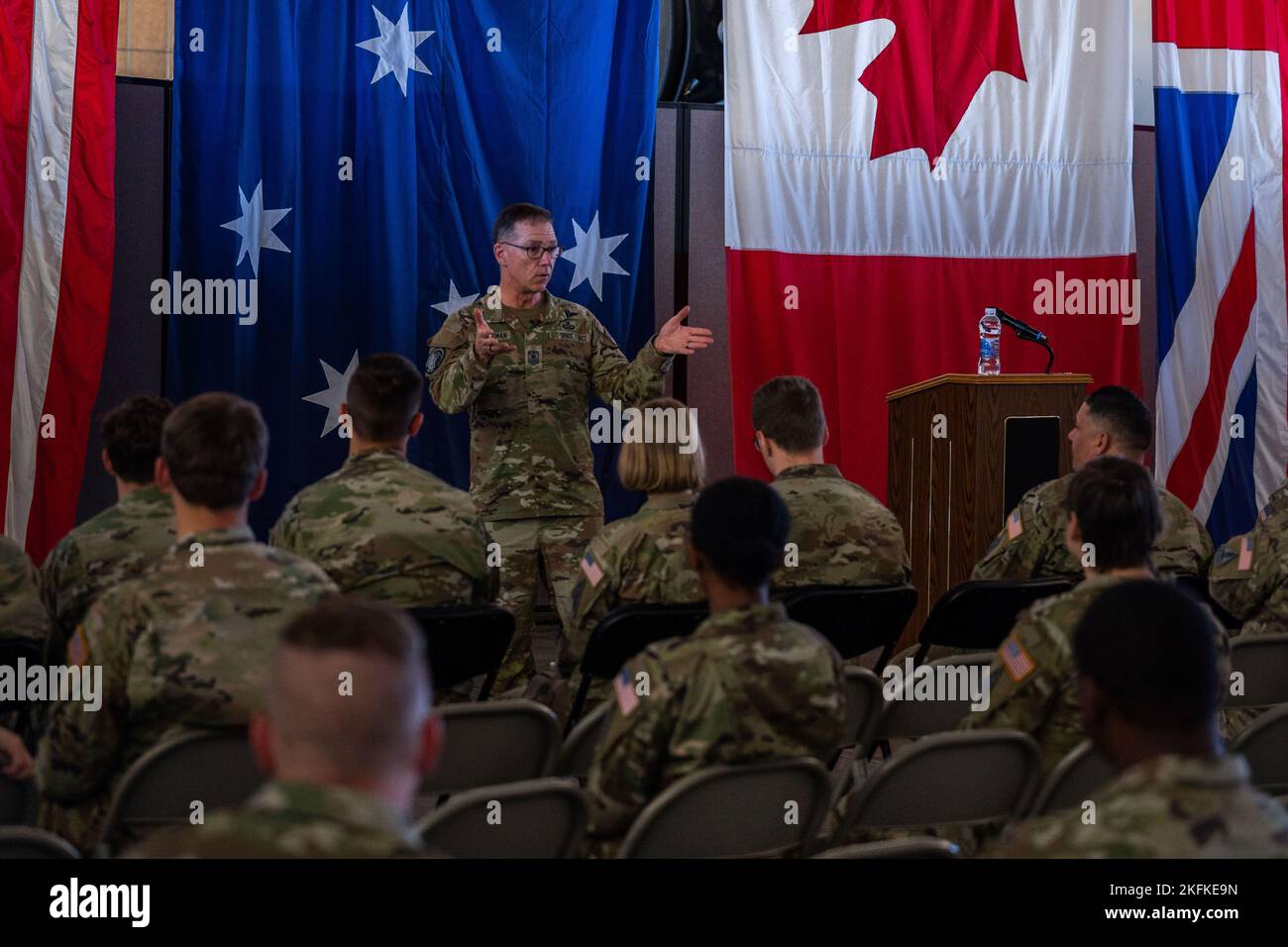 Chief Master Sergeant of the Space Force Roger A. Towberman, right ...