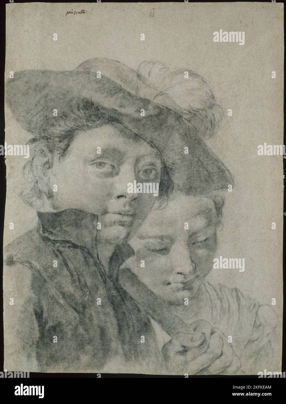 A Young Boy Wearing a Plumed Hat, and a Young Girl, 1735/40 Stock Photo ...