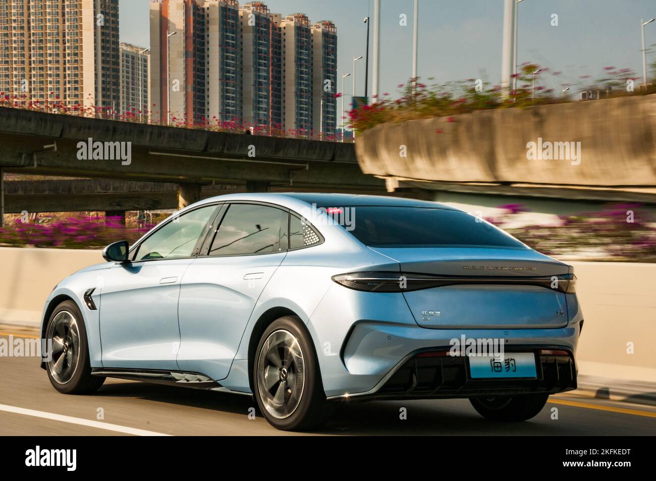 BYD Seal (Atto 4) long range electric sedan being driven on the road in ...
