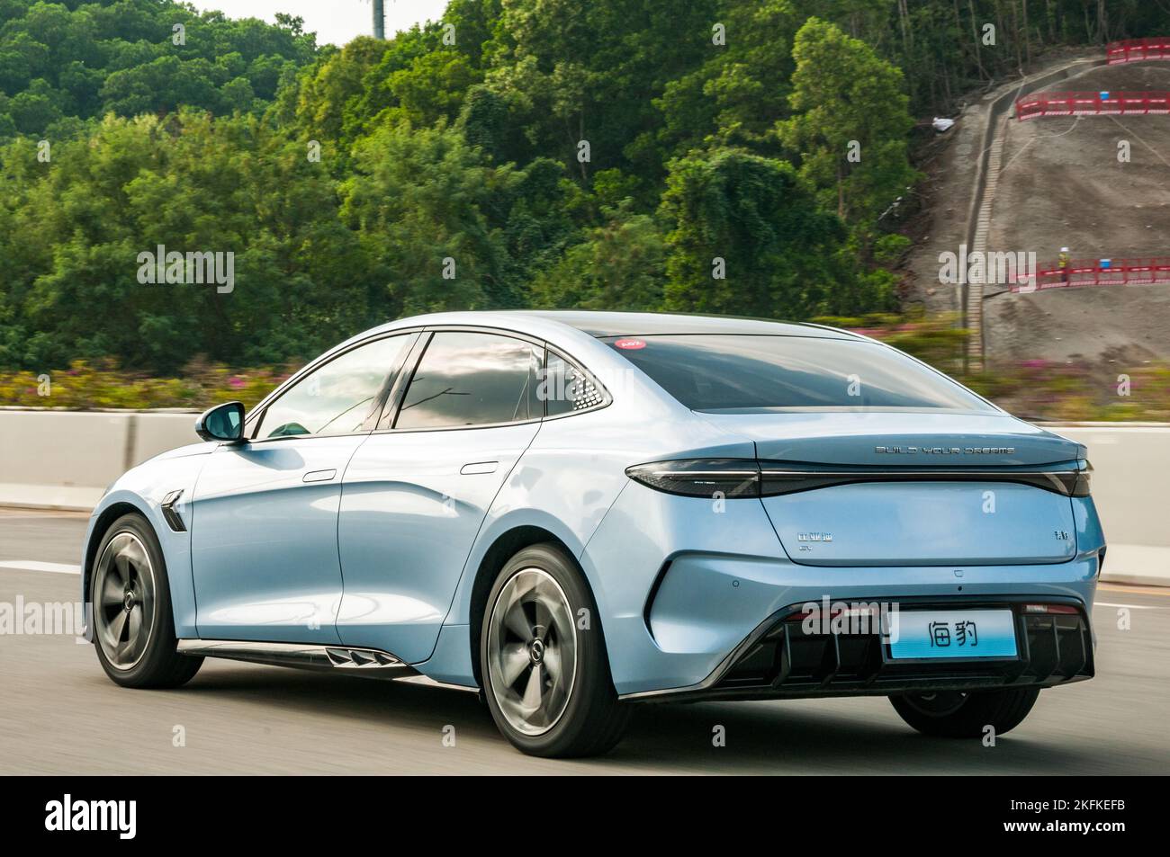BYD Seal (Atto 4) long range electric sedan being driven on the road in ...