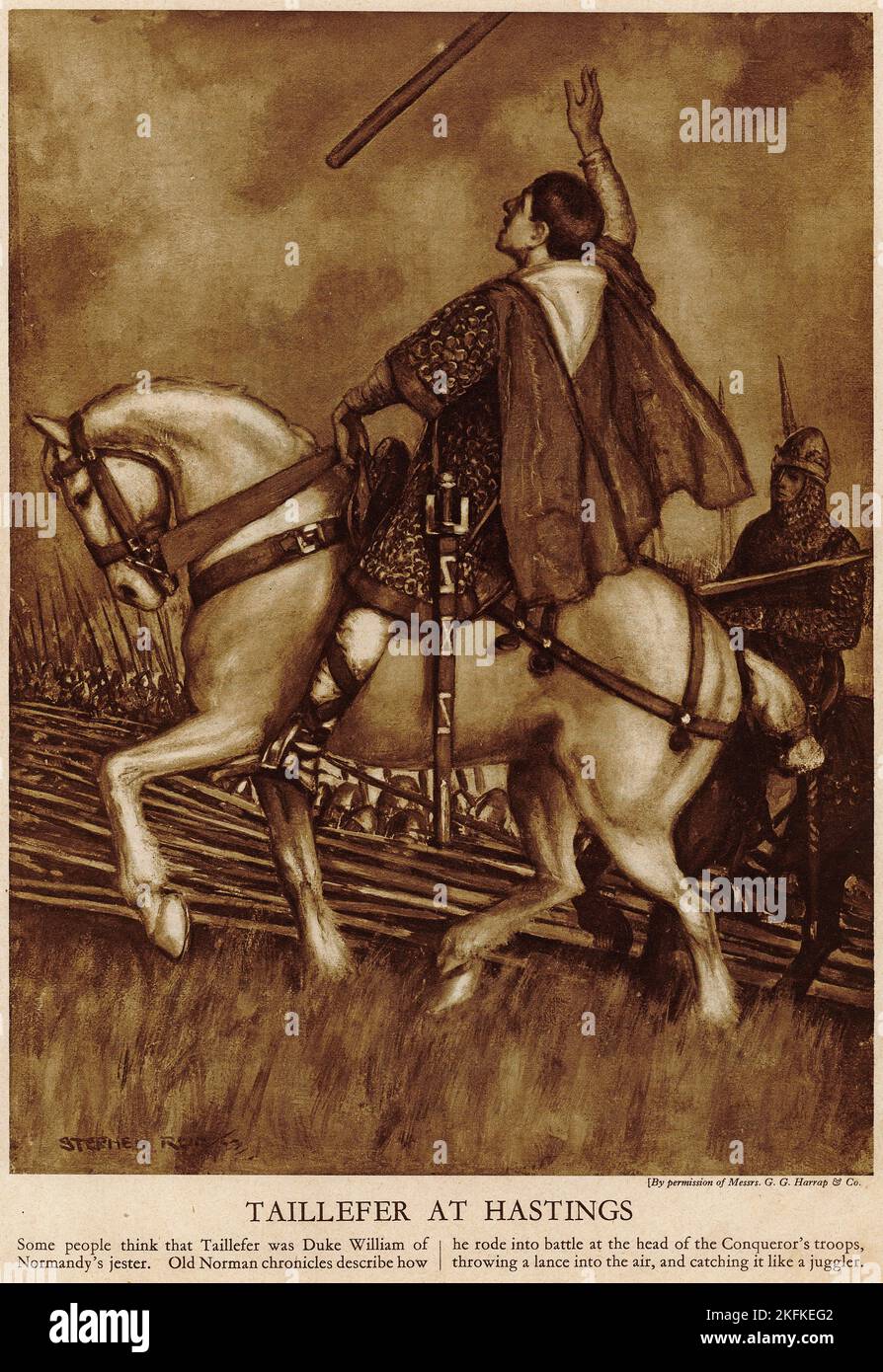 Halftone of the famous minstrel, Taillefer at Hastings, from an ...