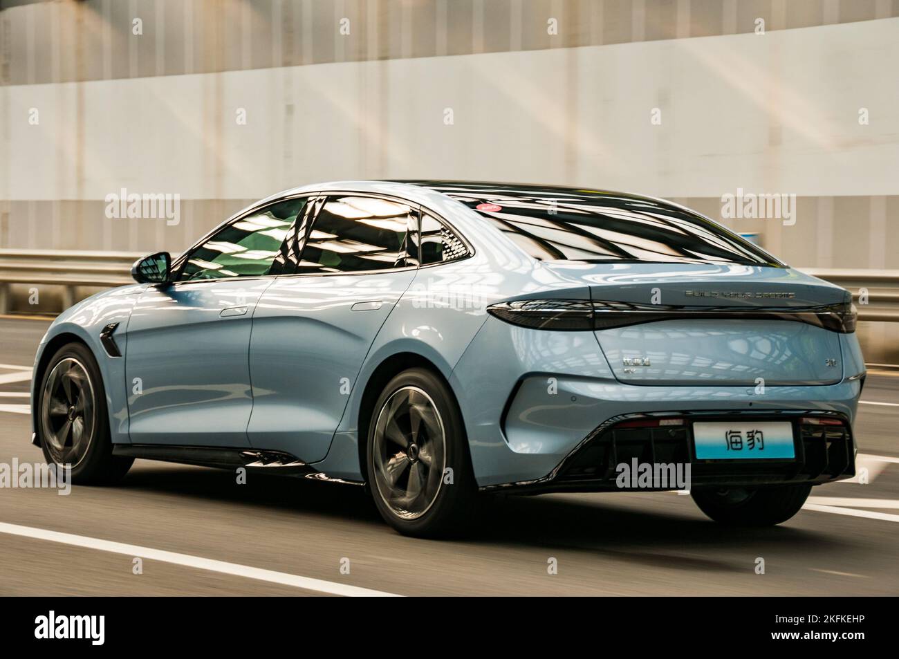 BYD Seal (Atto 4) long range electric sedan being driven on the road in ...