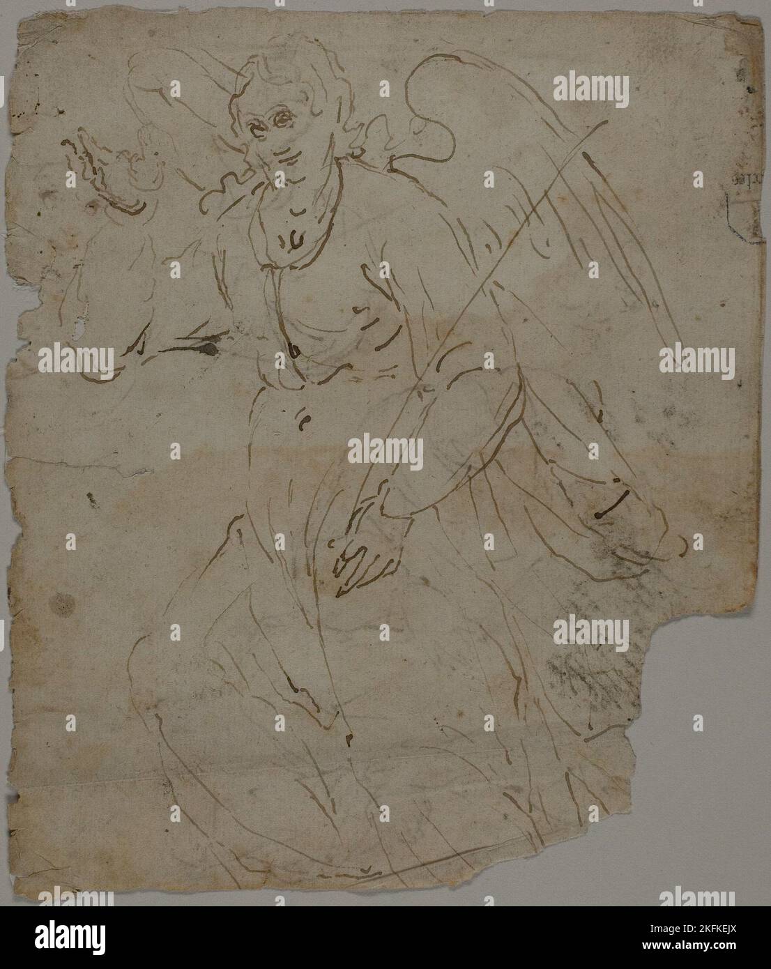 Annunciate Angel (recto); (Sketches of Seated Figure, and Upper Portion ...