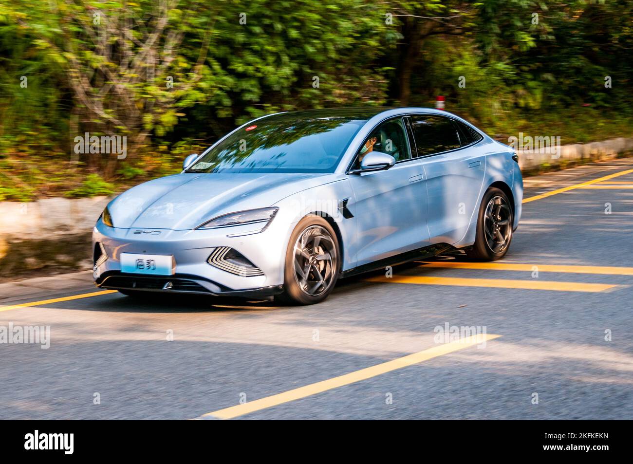 BYD Seal (Atto 4) long range electric sedan being driven on the road in ...
