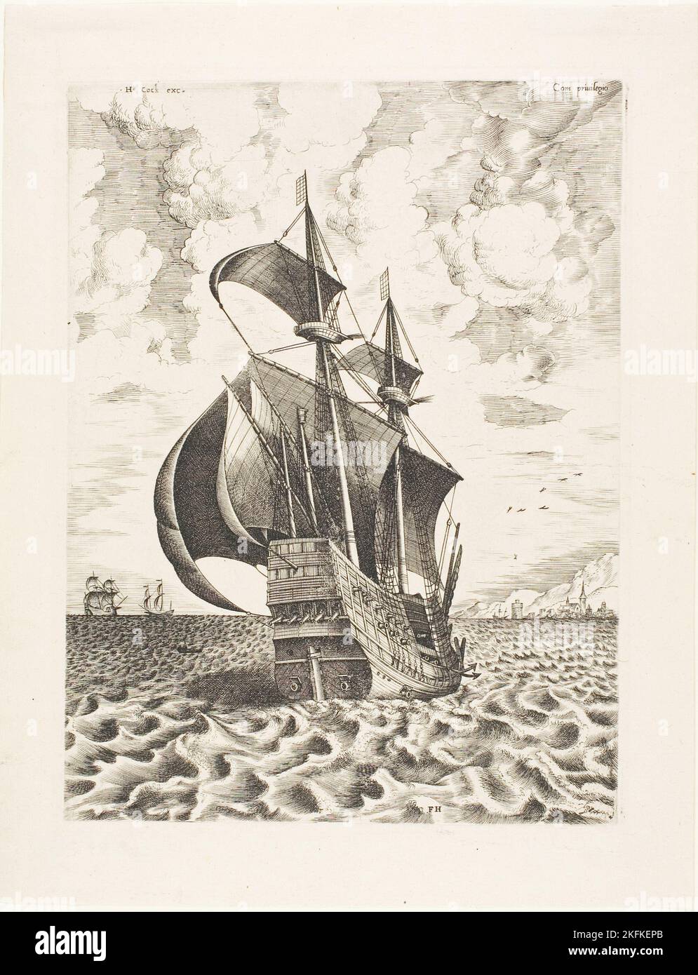 Armed Four-Master Sailing Towards a Port, from The Sailing Vessels, c ...