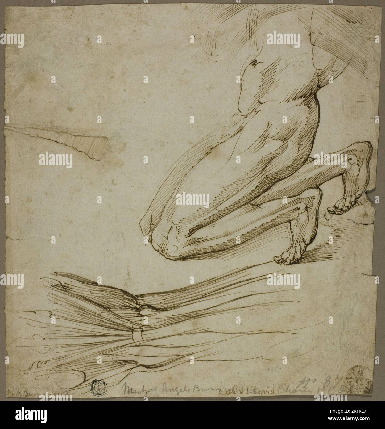 Anatomical Study and Sketch of Kneeling Figure, n.d. Follower of ...