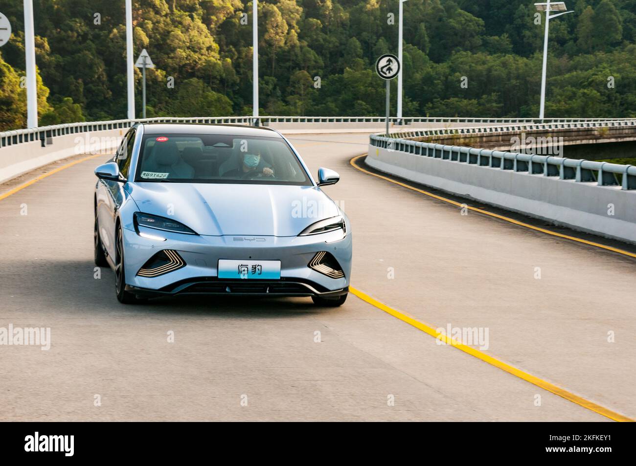 BYD Seal (Atto 4) long range electric sedan being driven on the road in ...