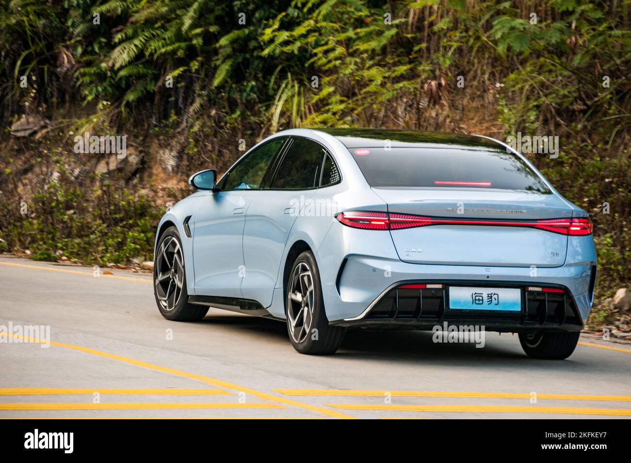BYD Seal (Atto 4) long range electric sedan being driven on the road in ...