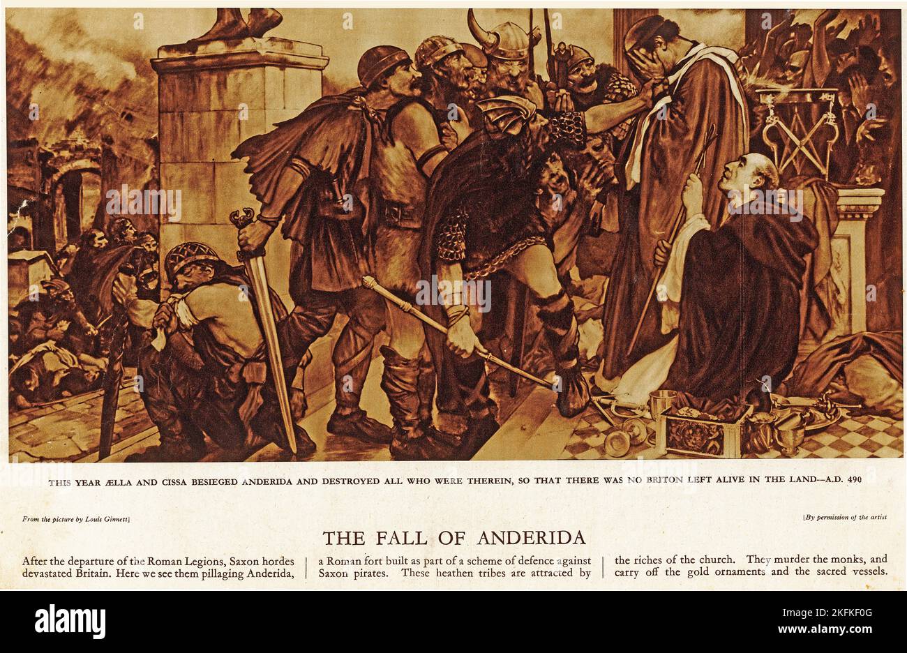 Halftone of the fall of Anderida to the Saxons, from an educational ...