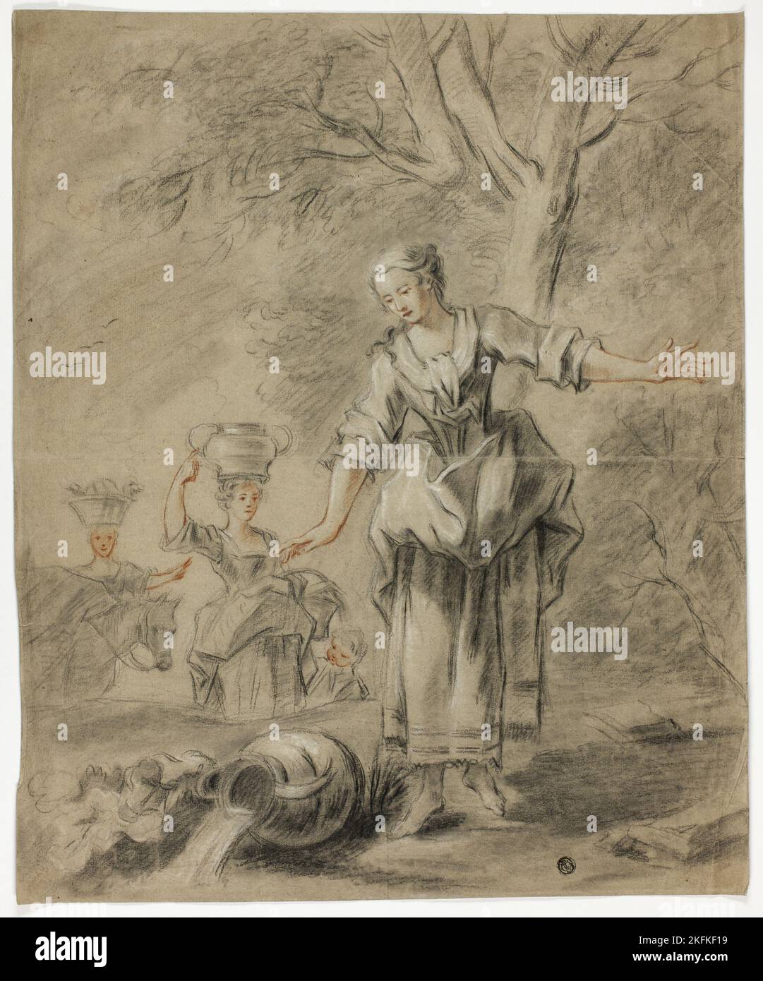 Illustration for La Fontaine's Pierrette et le Pot-au-Lait, n.d ...
