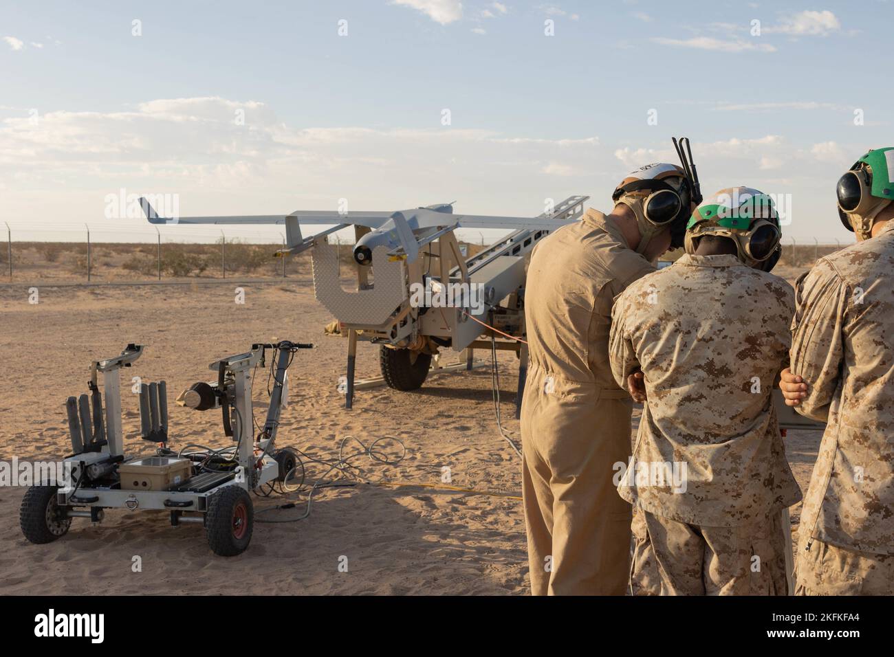 U.S. Marines assigned to Marine Unmanned Aerial Vehicle Squadron 2 ...