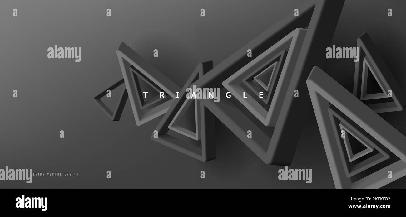 Abstract balck Triangle Background. 3D abstract geometric composition ...