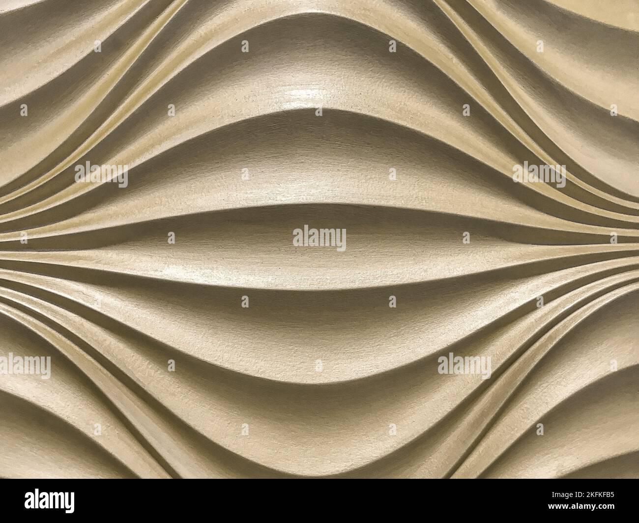 Beige 3D interior decorative wall panel with wavy pattern. Texture of ...