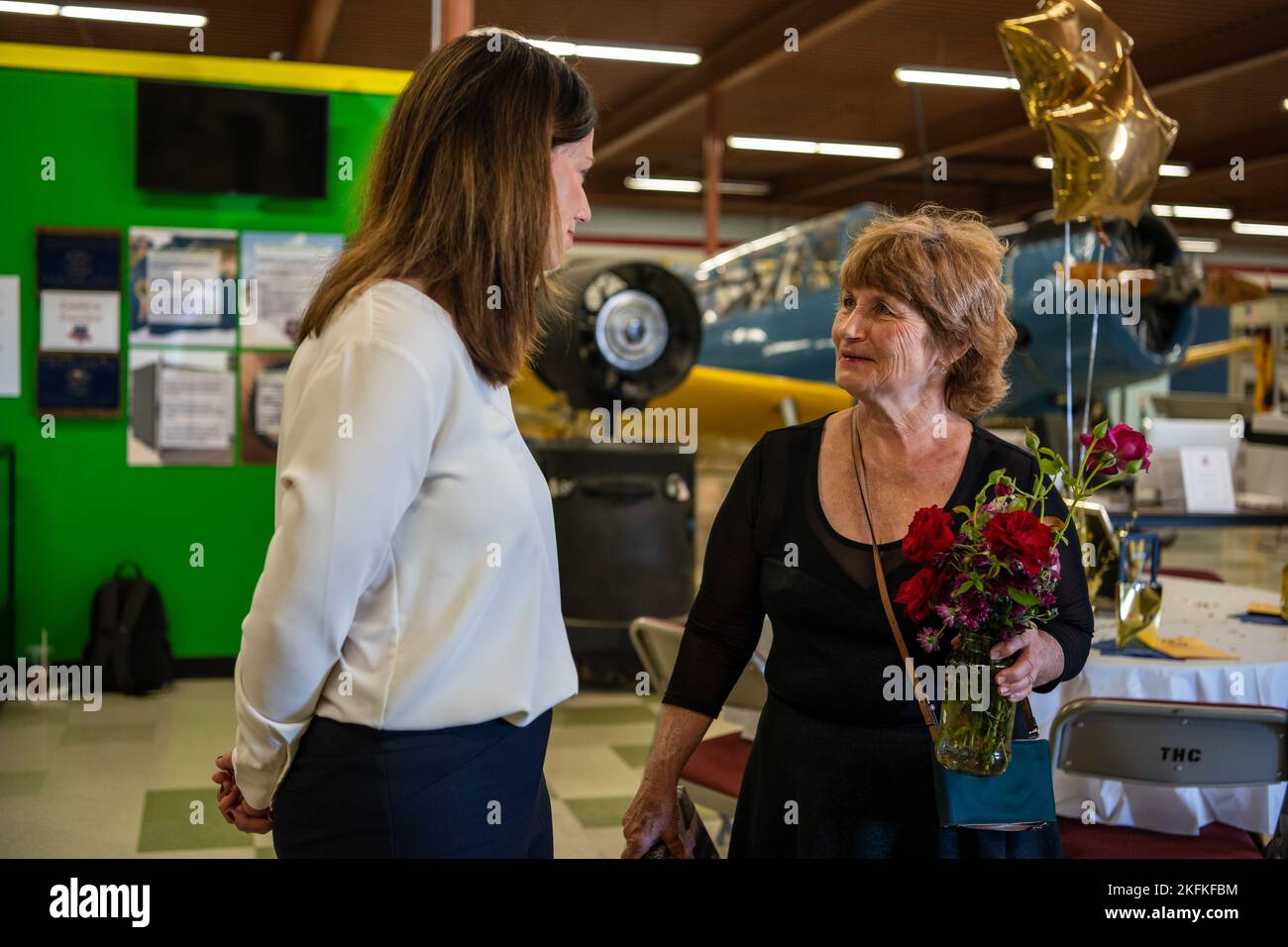 Kris Salmi, left, spouse of Col. Derek Salmi, 60th Air Mobility Wing ...