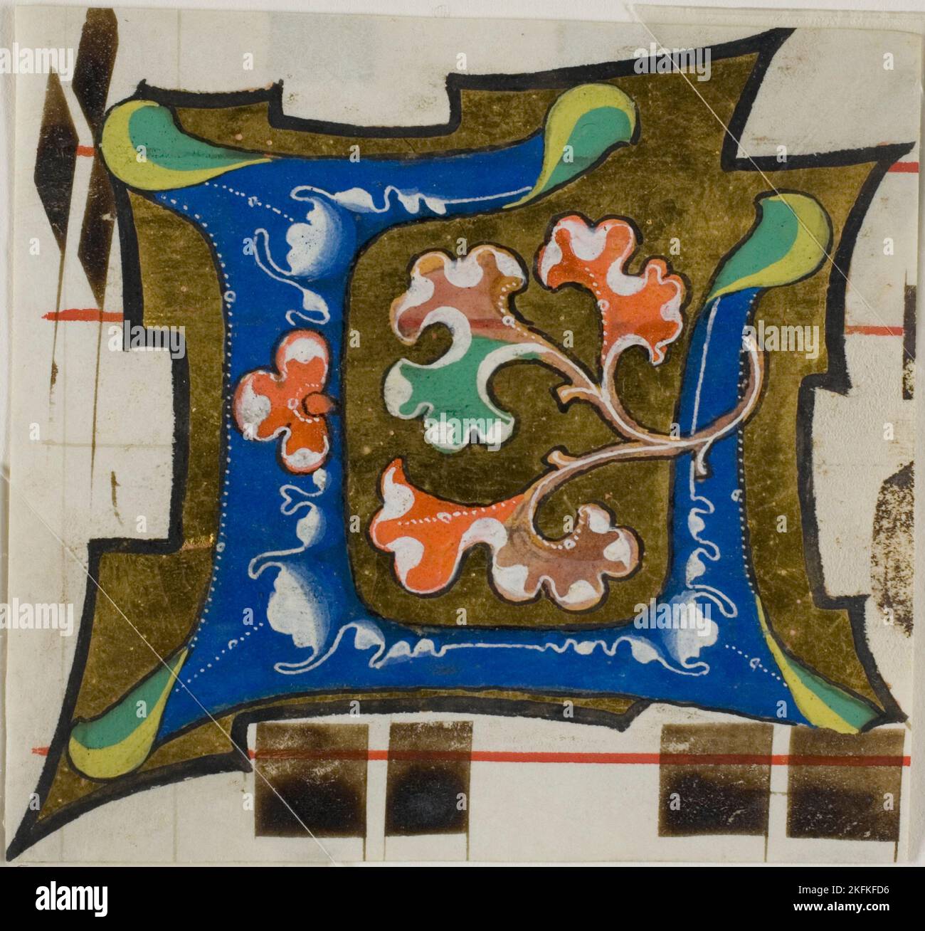 Decorated Initial "L" with Flowers from a Choir Book, 14th century or ...