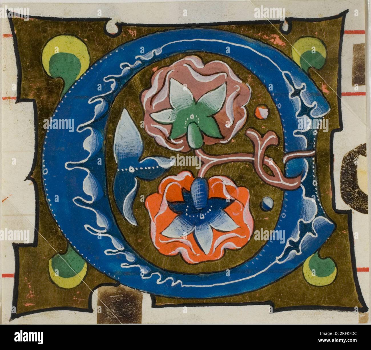Decorated Initial "O" with Flowers from a Choir Book, 14th century or ...