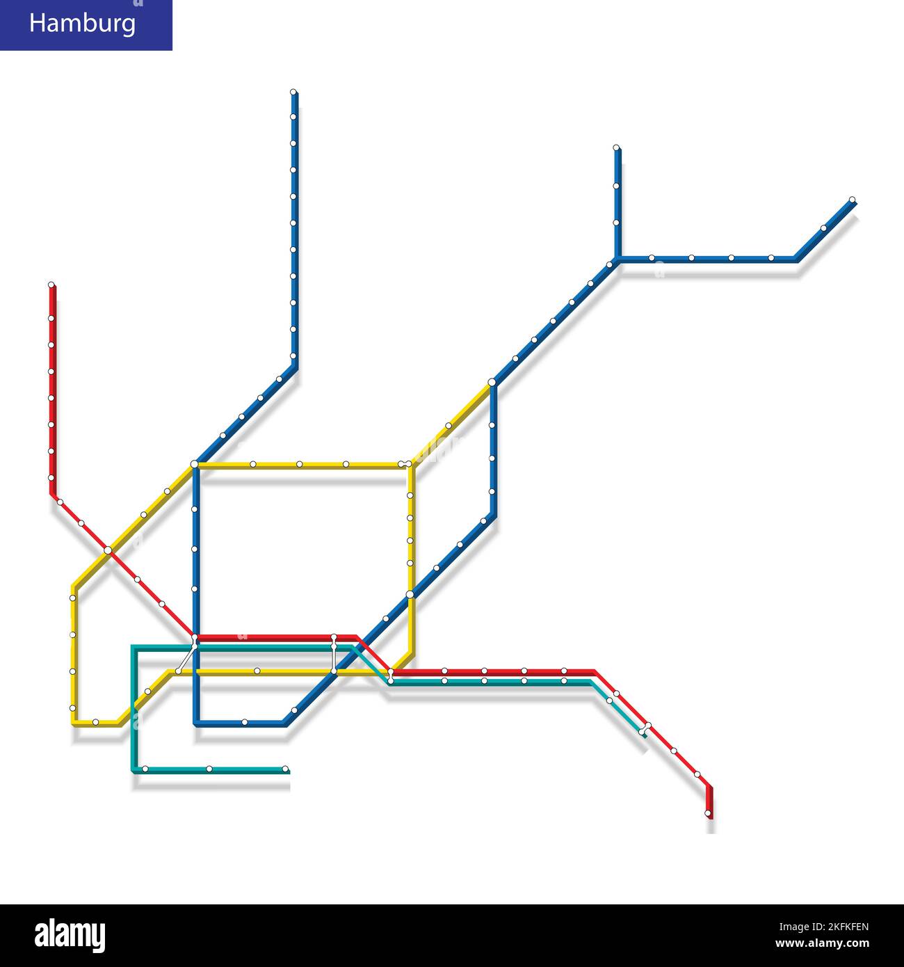 3d isometric Map of the Hamburg metro subway. Template of city ...