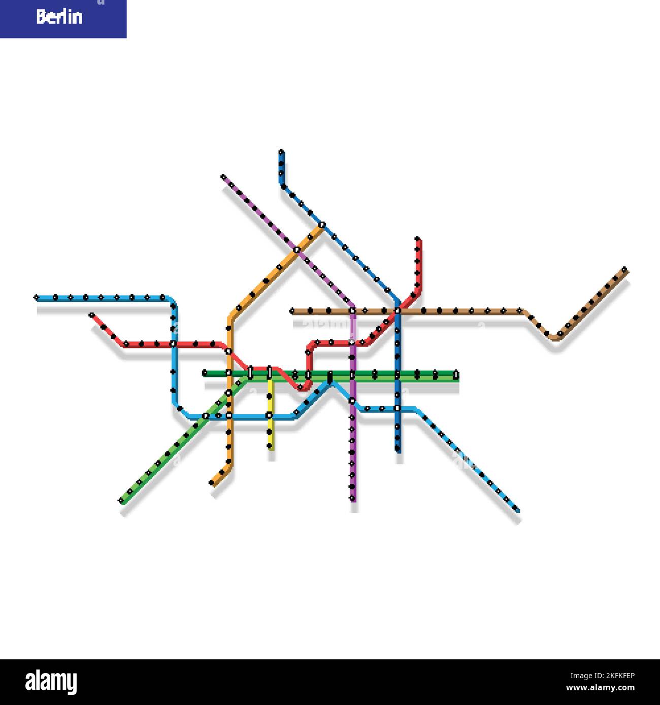 3d isometric Map of the Berlin metro subway. Template of city ...