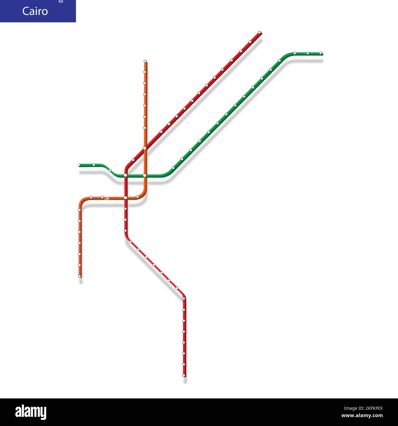 3d isometric Map of the Cairo metro subway. Template of city ...