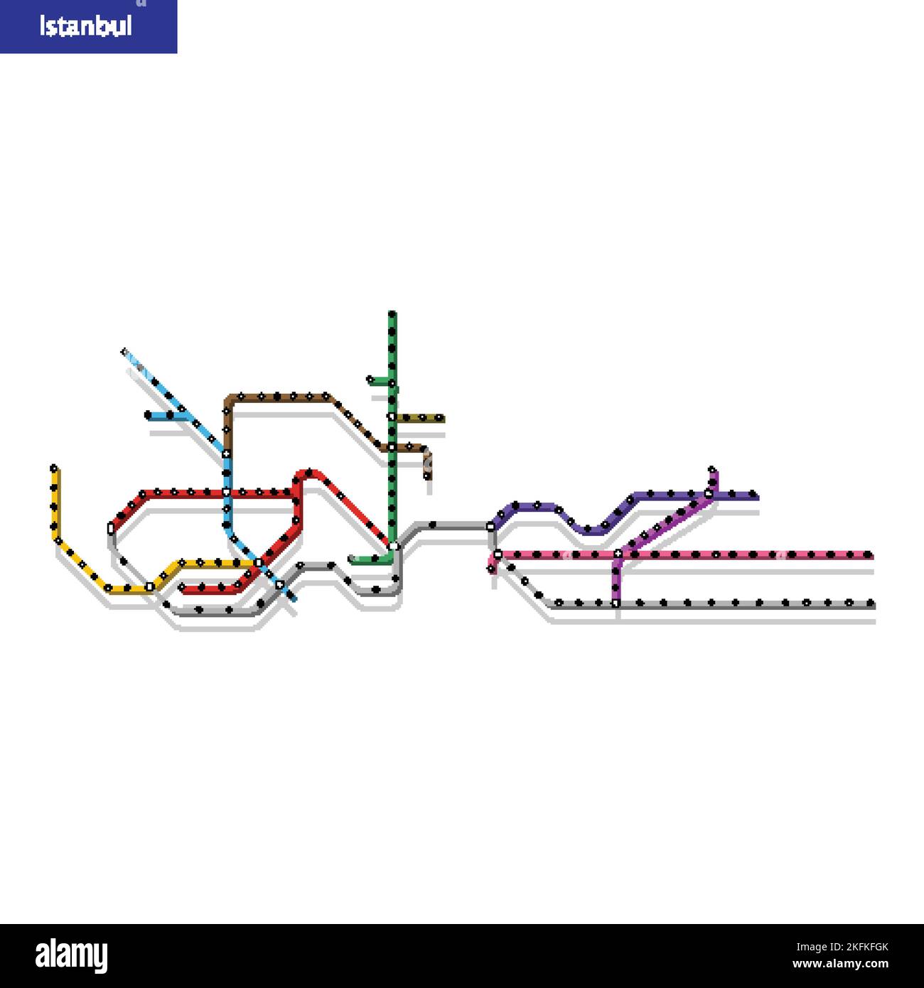 3d isometric Map of the Istanbul metro subway. Template of city ...